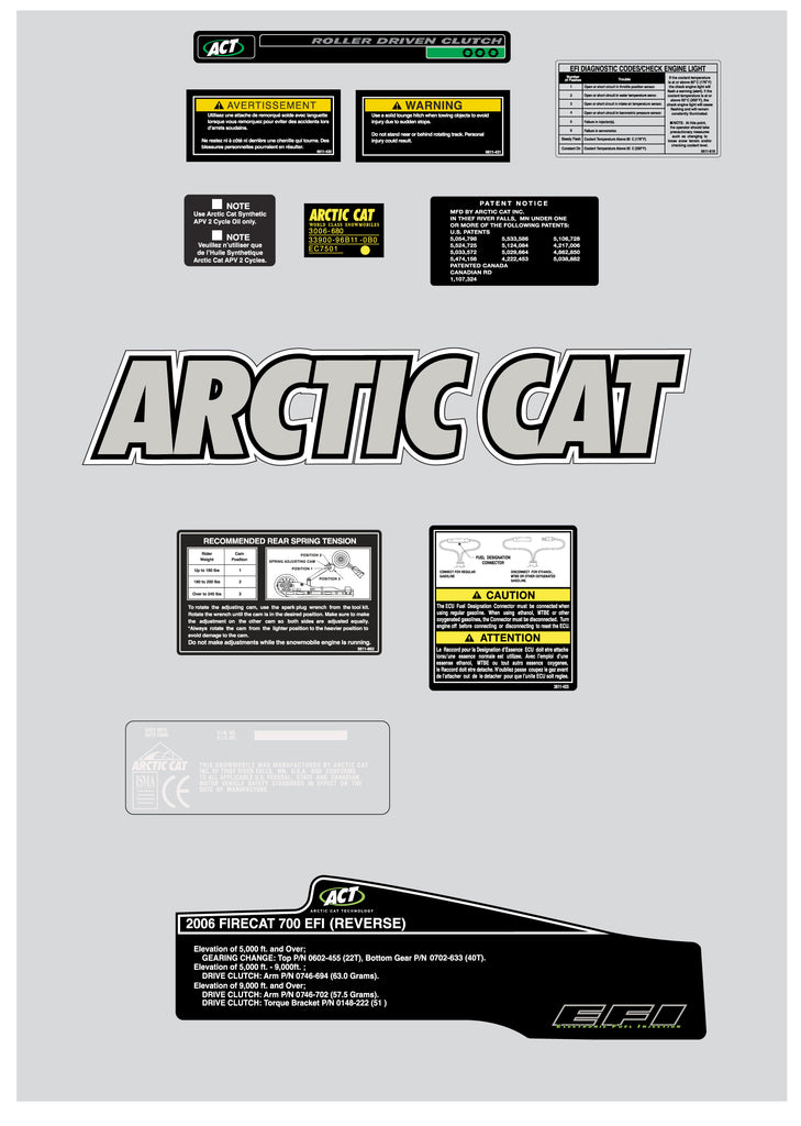 2006 F7 Firecat Arctic Cat Assorted Decals – The Sled Printer