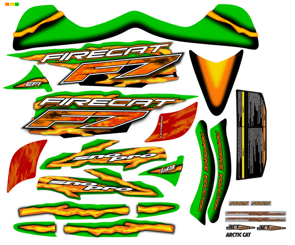 2005 F7 Firecat EFI Sno Pro Green Decals – The Sled Printer